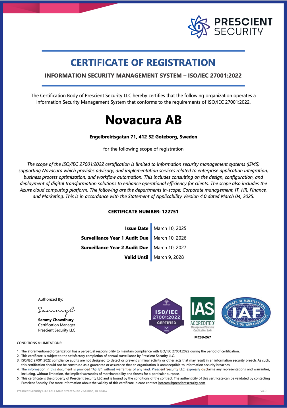 Novacura Achieves ISO/IEC 27001:2022 Certification for Information Security – Novacura